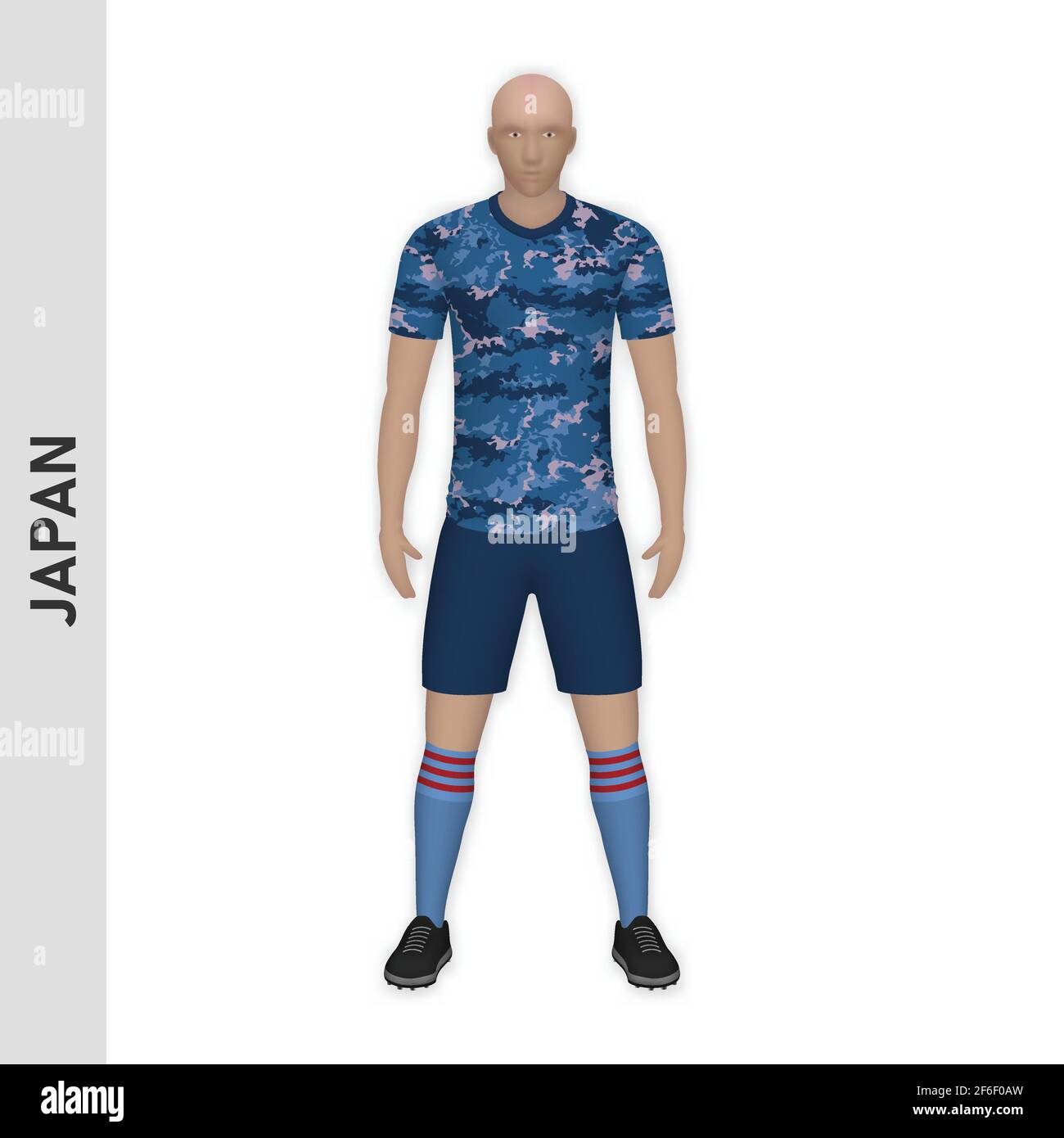 3D realistic soccer player mockup. Japan Football Team Kit template ...