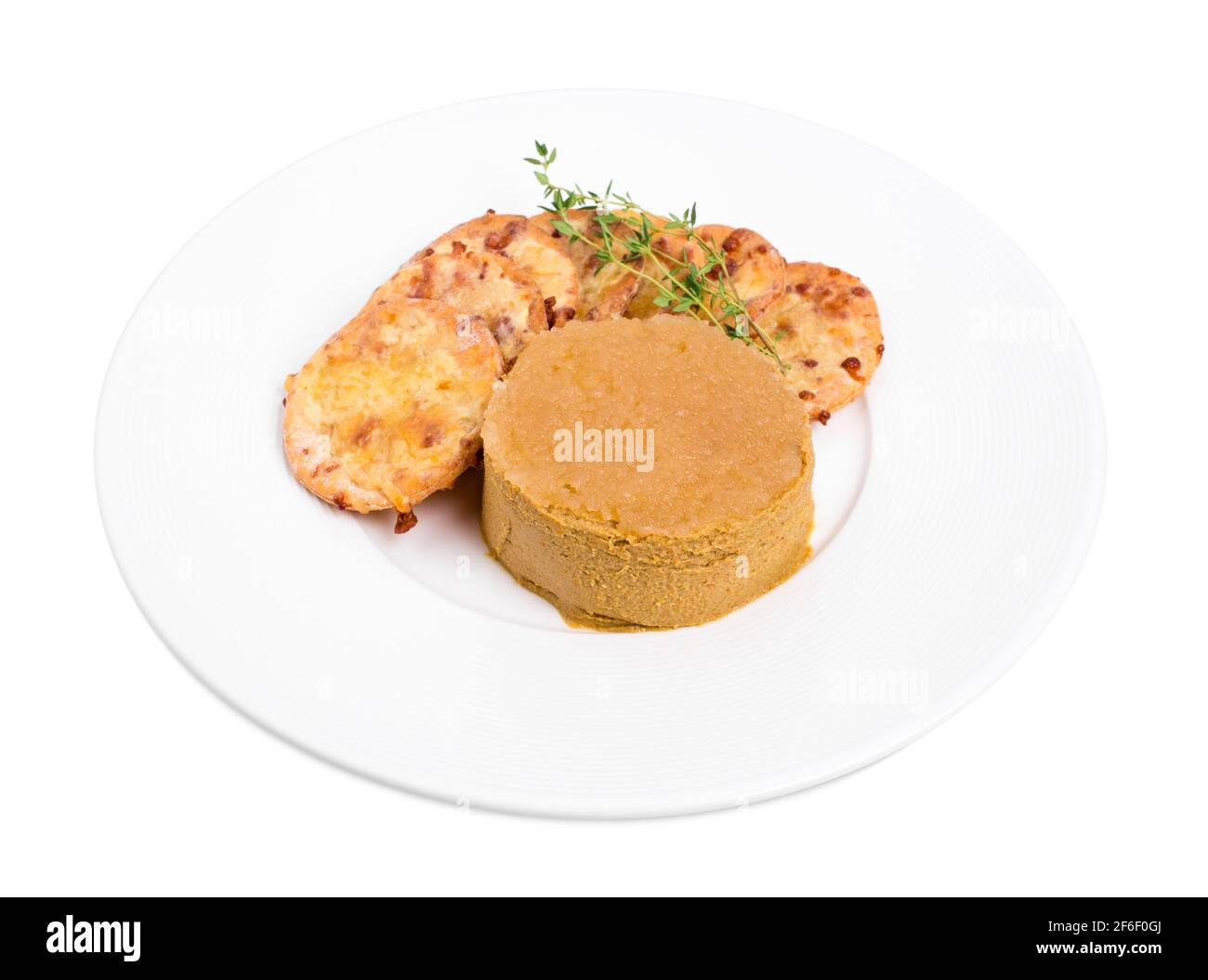 Goose liver pate and cheese scones. Isolated on a white background ...