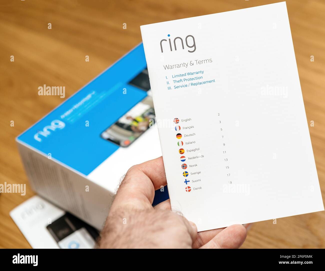 Unboxing package of new latest Amazon Ring Video Doorbell 3 Stock Photo ...