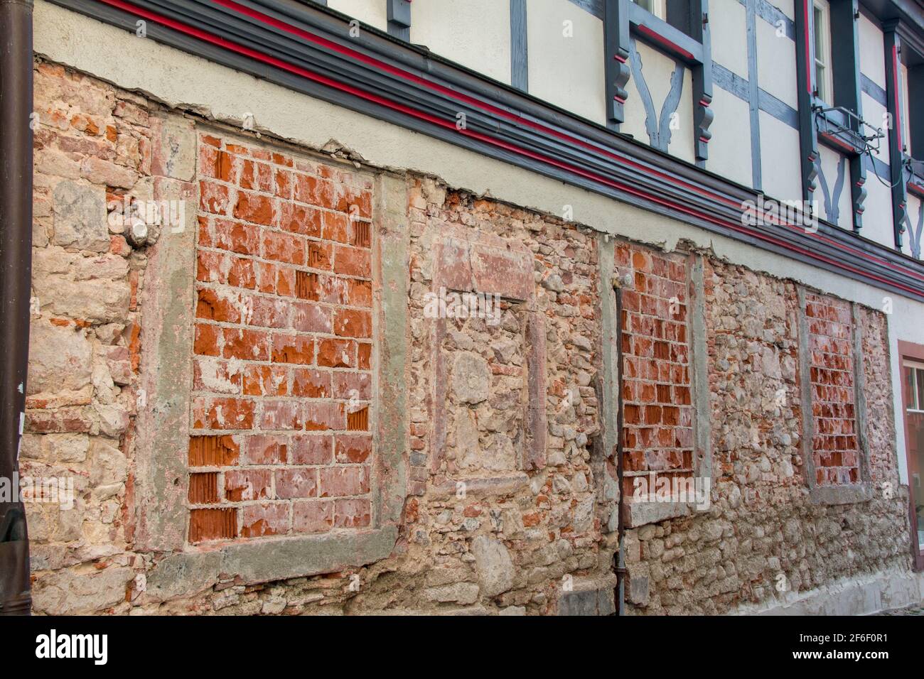 rebuild an old timbered wall Stock Photo - Alamy