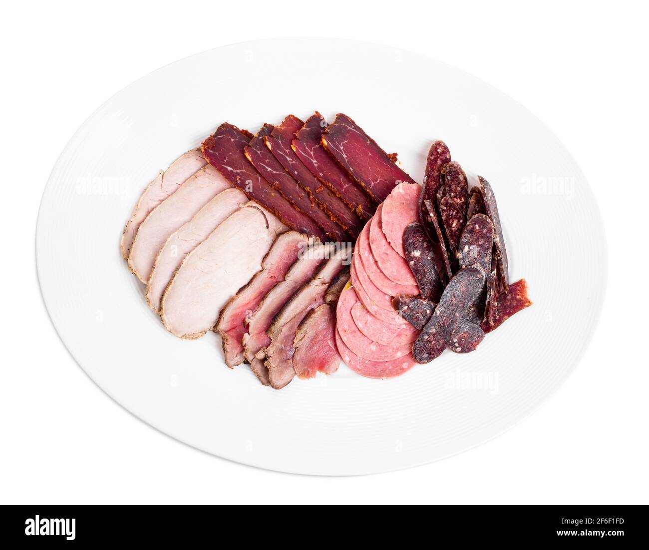 Delicious assorted meat platter with roast beef and mortadella ...