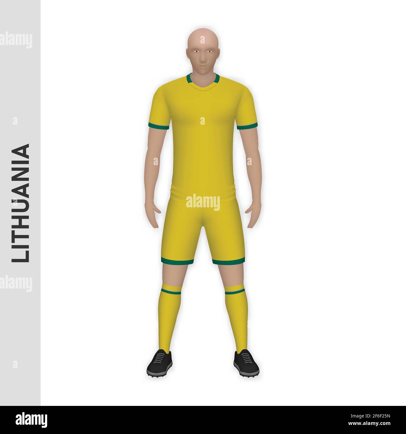 3D realistic soccer player mockup. Lithuania Football Team Kit template ...