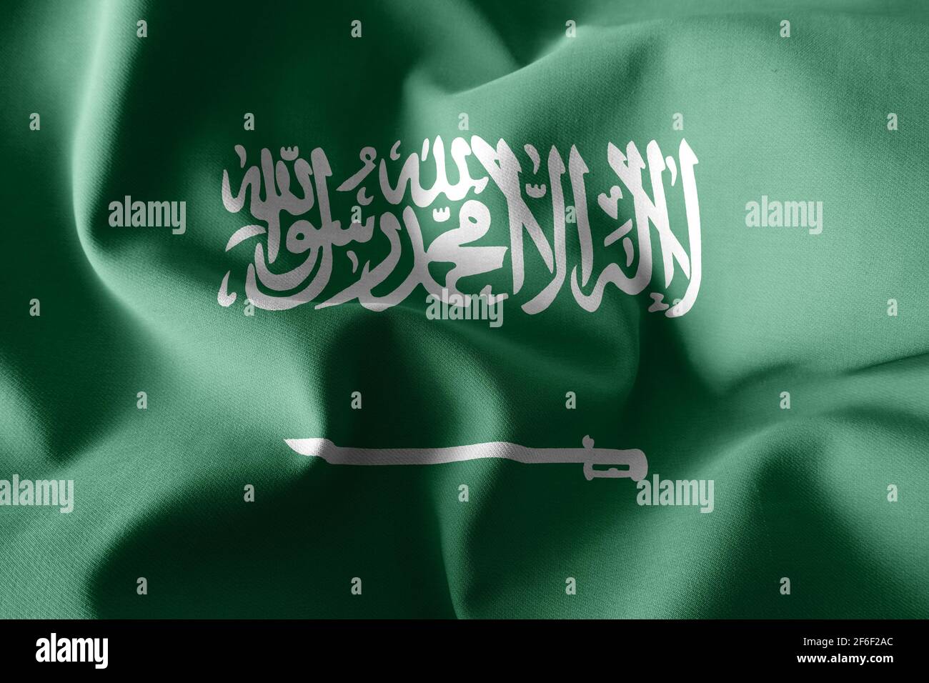 3d rendering realistic waving silk flag of Saudi Arabia Stock Photo - Alamy