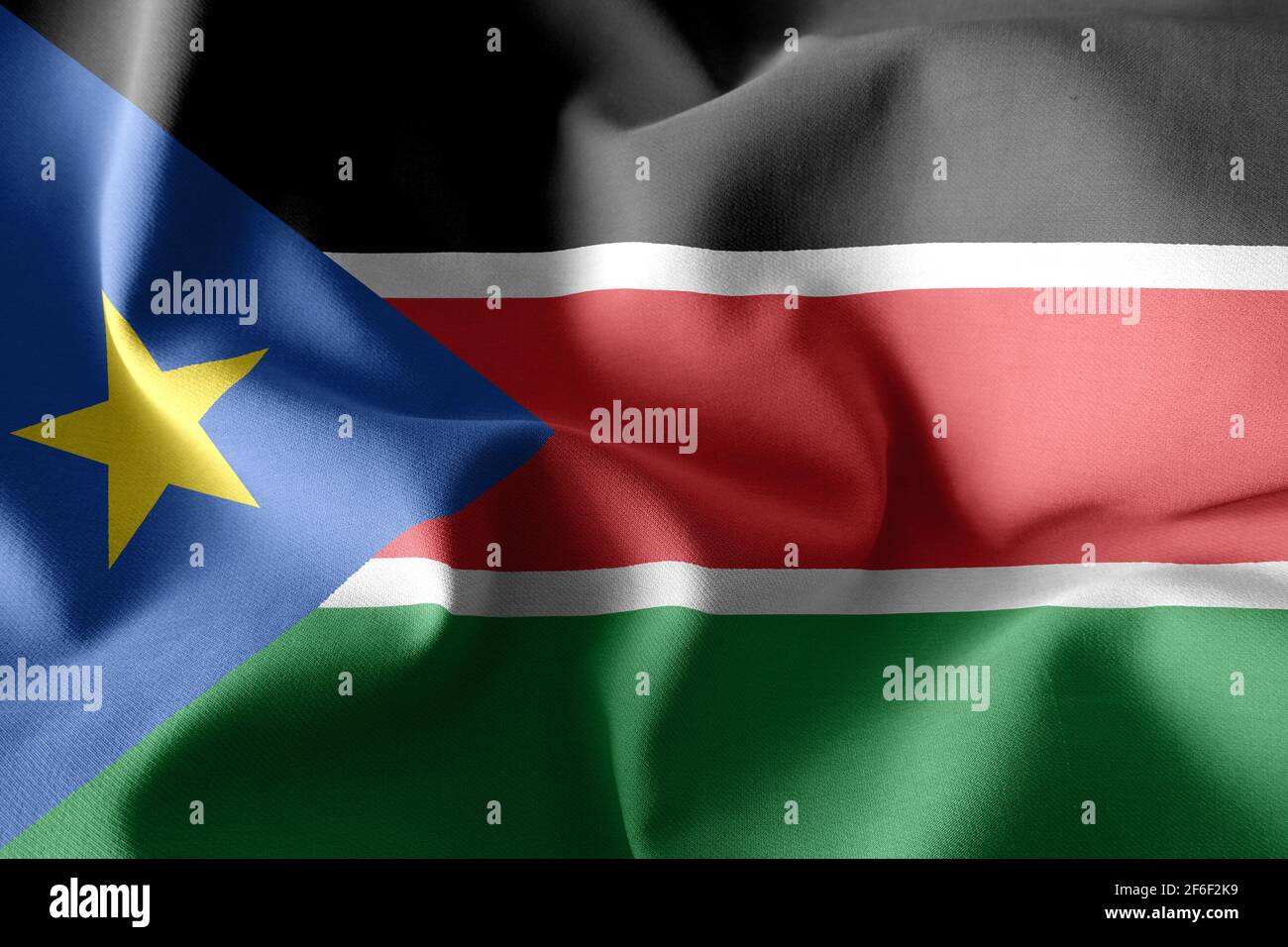3d rendering realistic waving silk flag of South Sudan Stock Photo - Alamy
