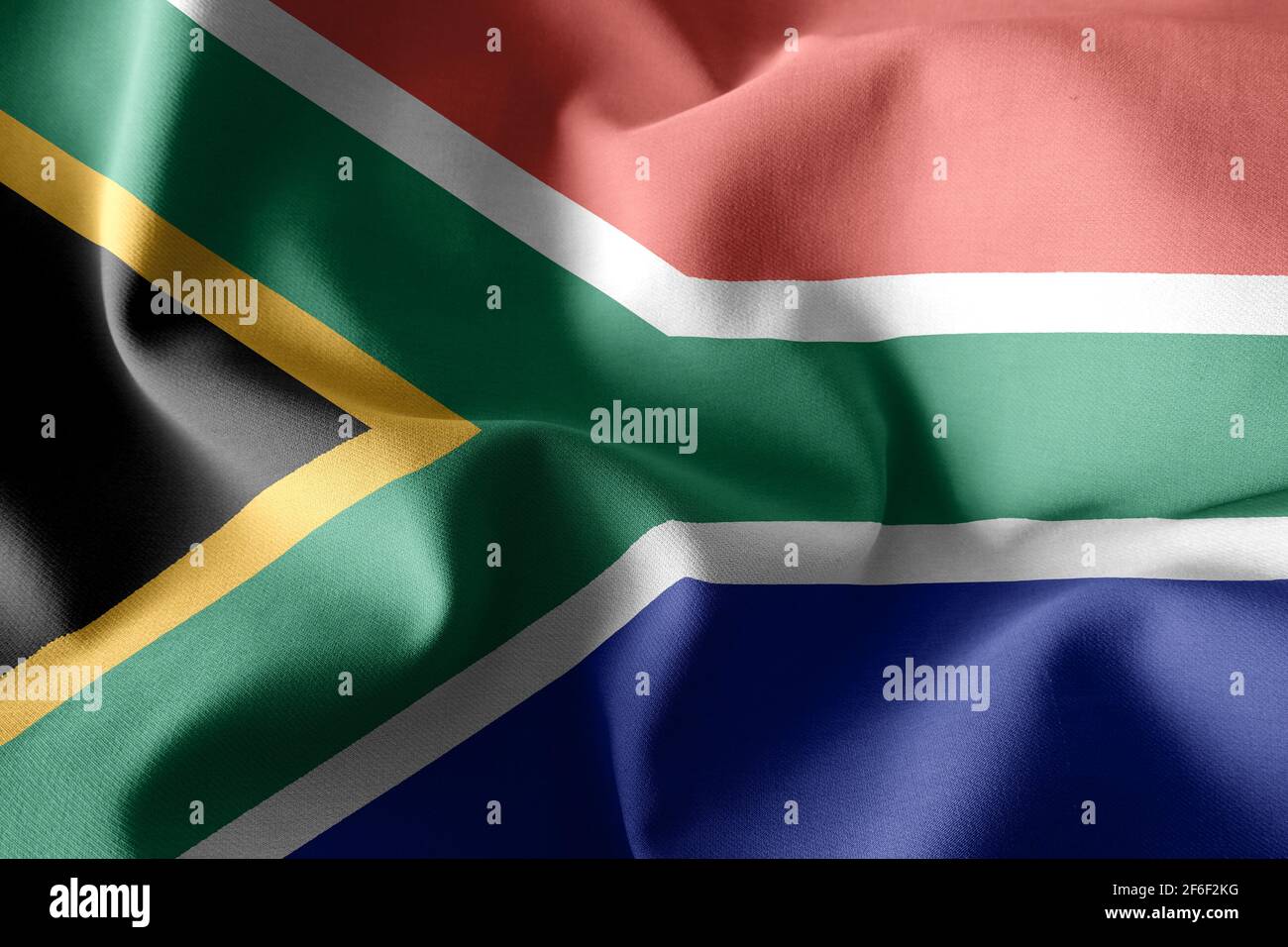 3d rendering realistic waving silk flag of South Africa Stock Photo - Alamy