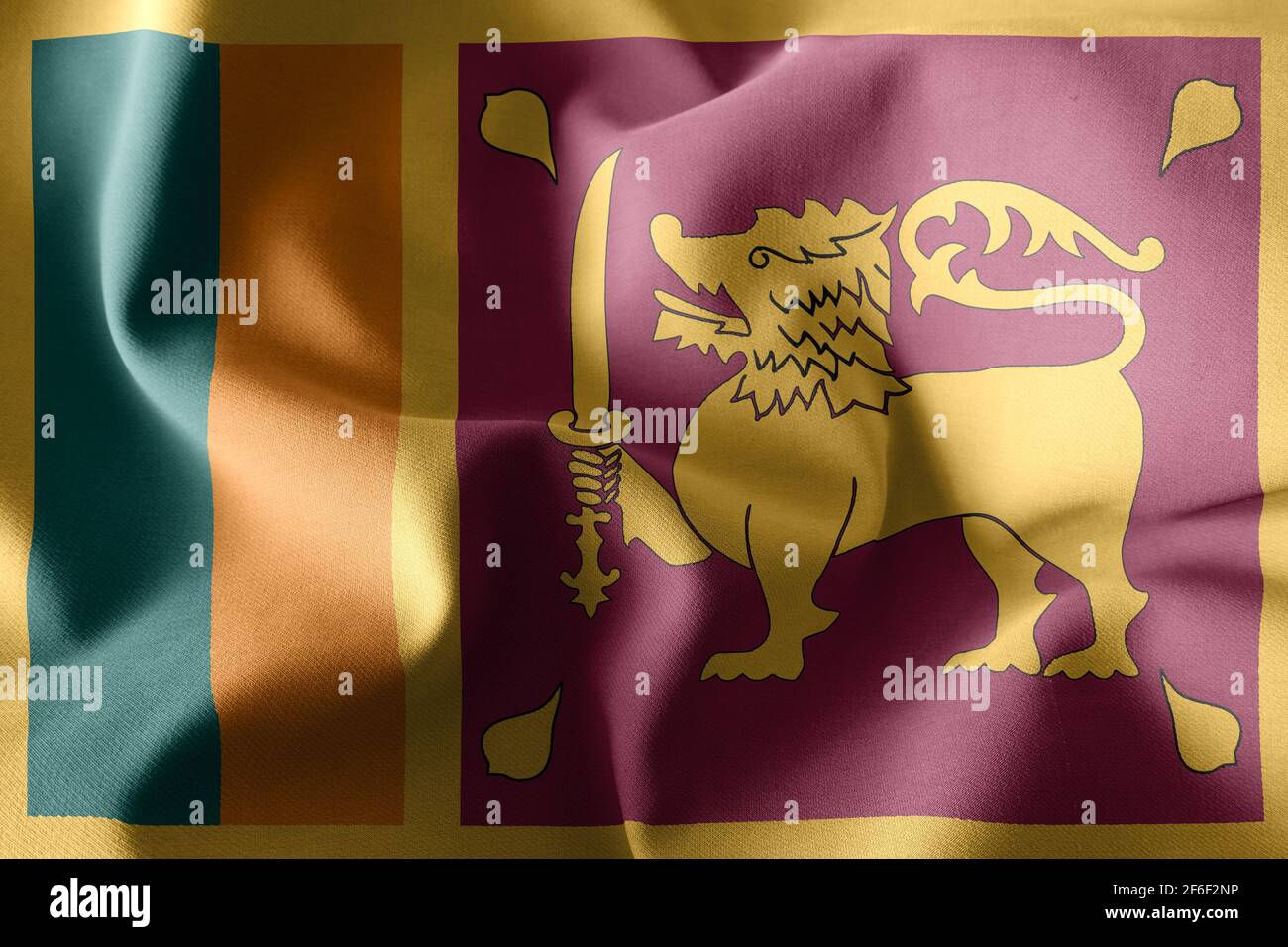 3d rendering realistic waving silk flag of Sri Lanka Stock Photo - Alamy
