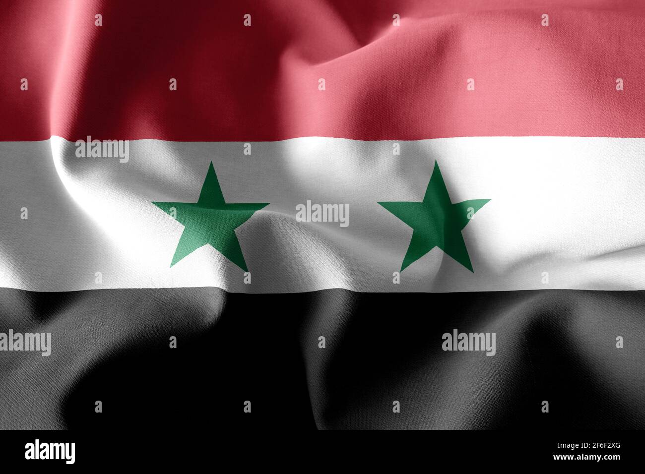 3d rendering realistic waving silk flag of Syria Stock Photo - Alamy