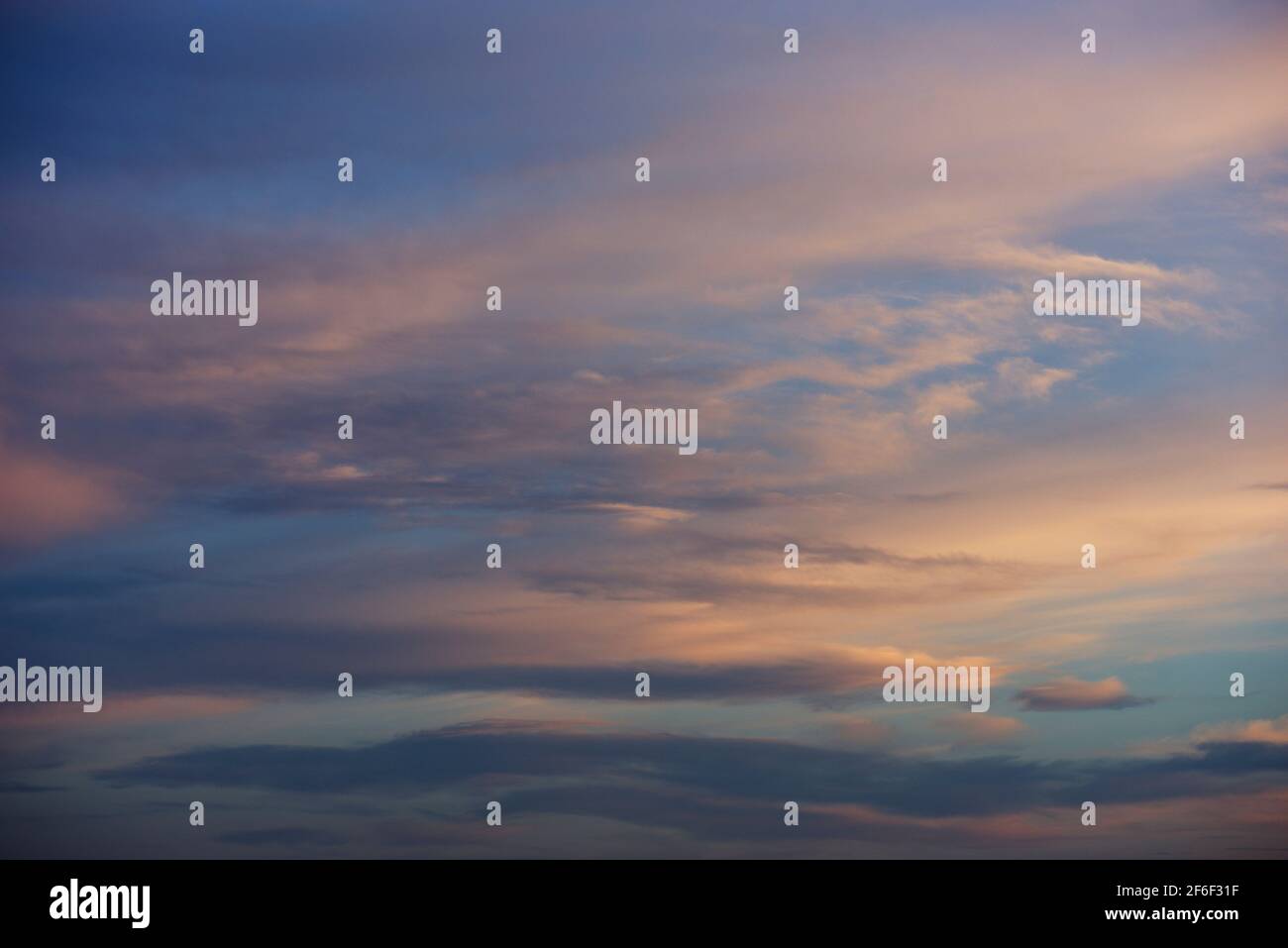 Abstract colorful sunset sky with different cloud forms and colors ...