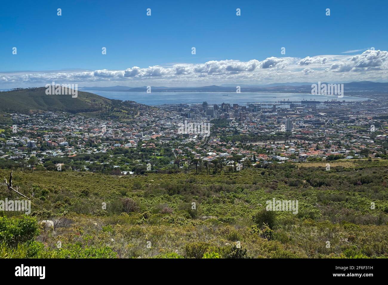 Panoramic view cityscape of Cape Town, seen from Tafelberg Road at ...