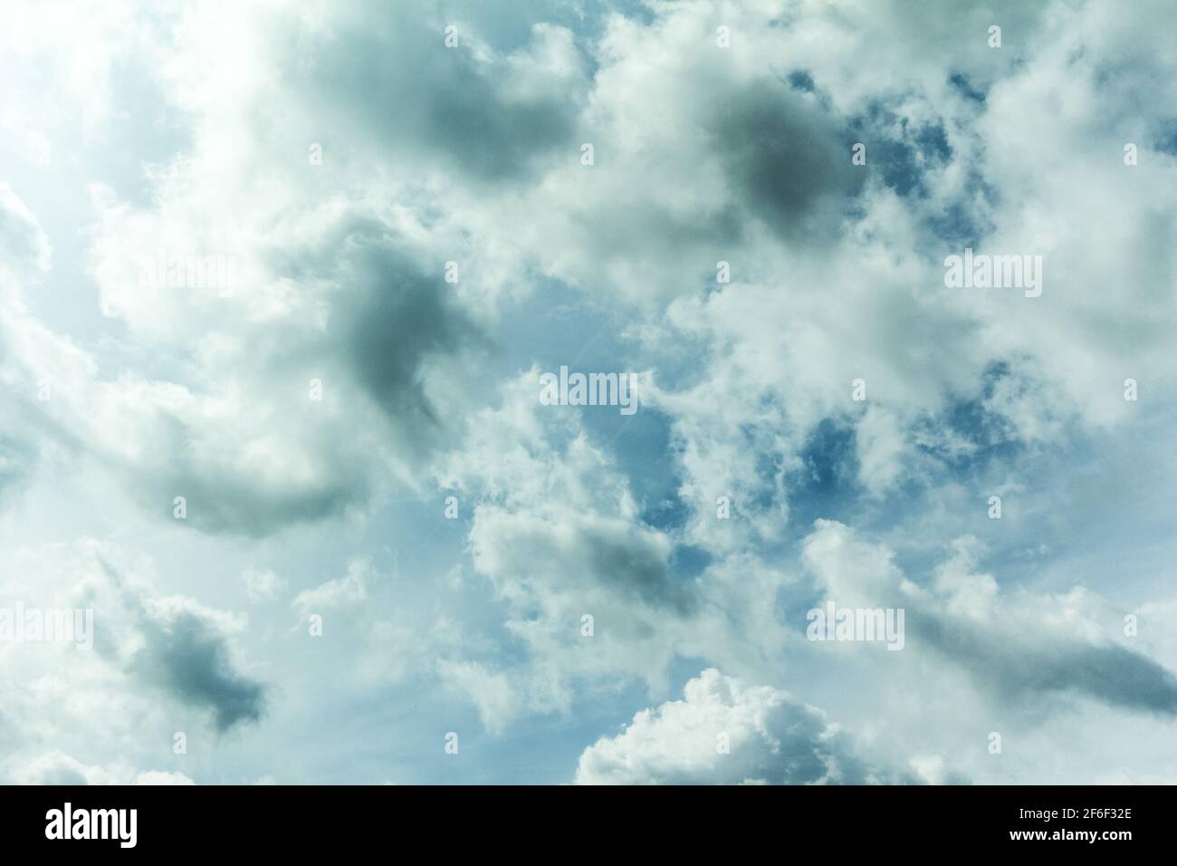 Dark clouds at cloudscape sky of bad weather depression forecast. Blue ...