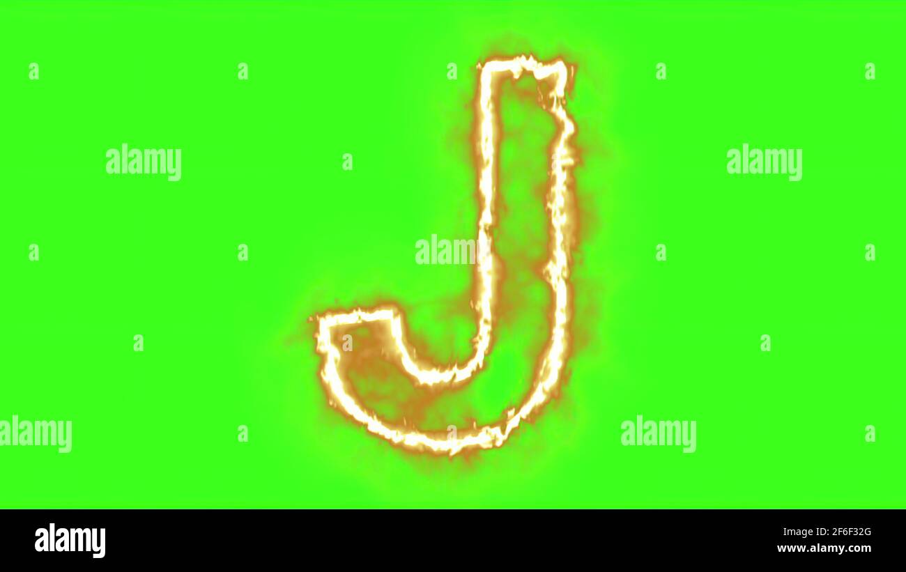 hot burning letter on green screen Stock Photo - Alamy
