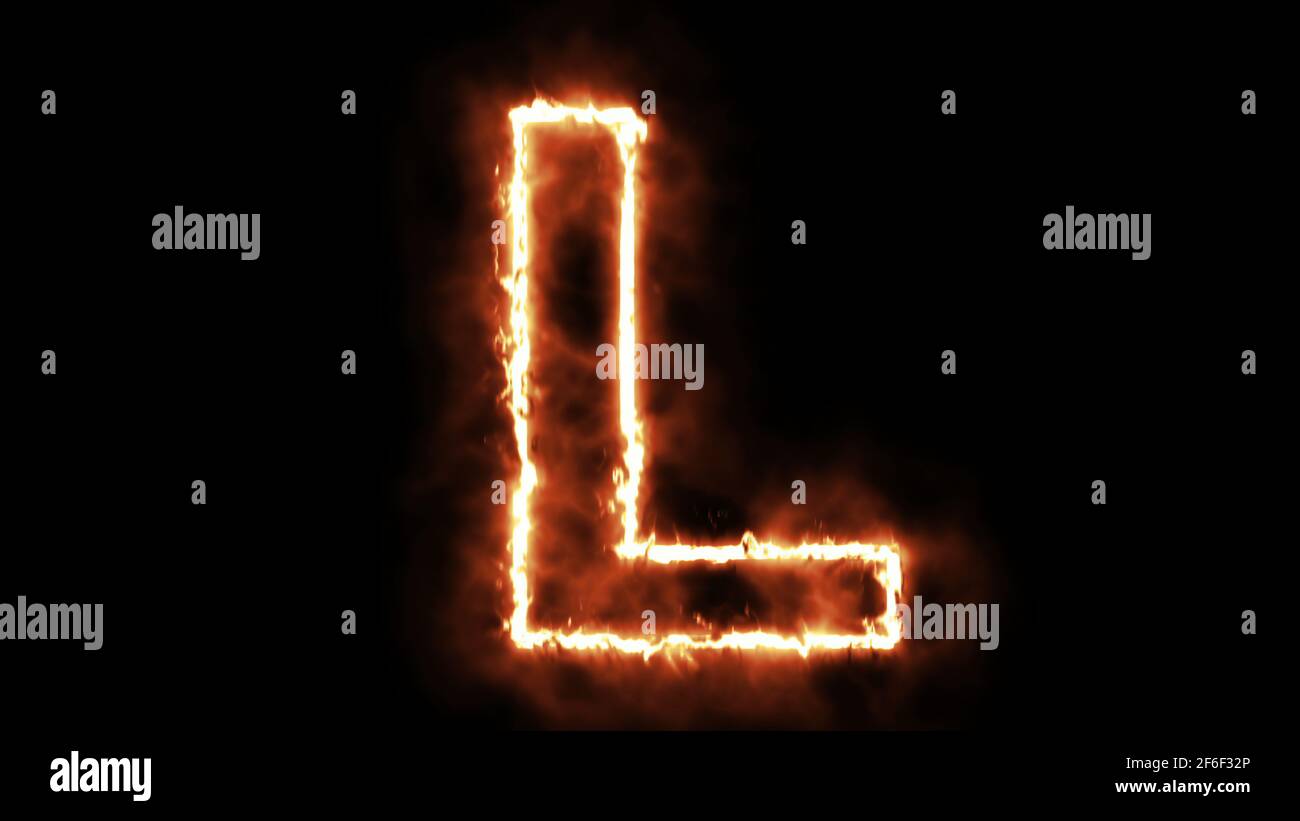 hot burning letter on black background Stock Photo - Alamy
