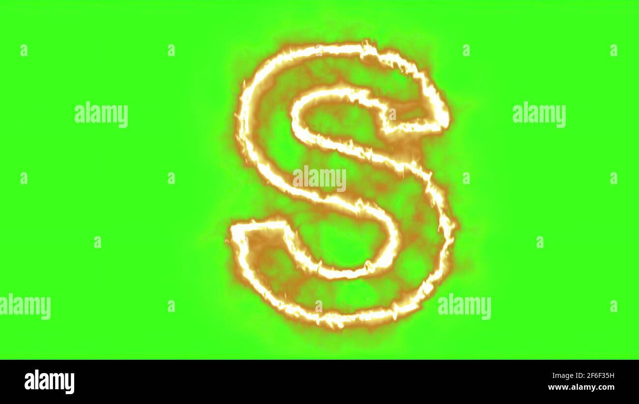 hot burning letter on green screen Stock Photo - Alamy