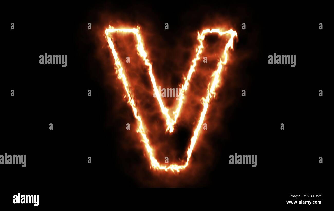 hot burning letter on black background Stock Photo - Alamy