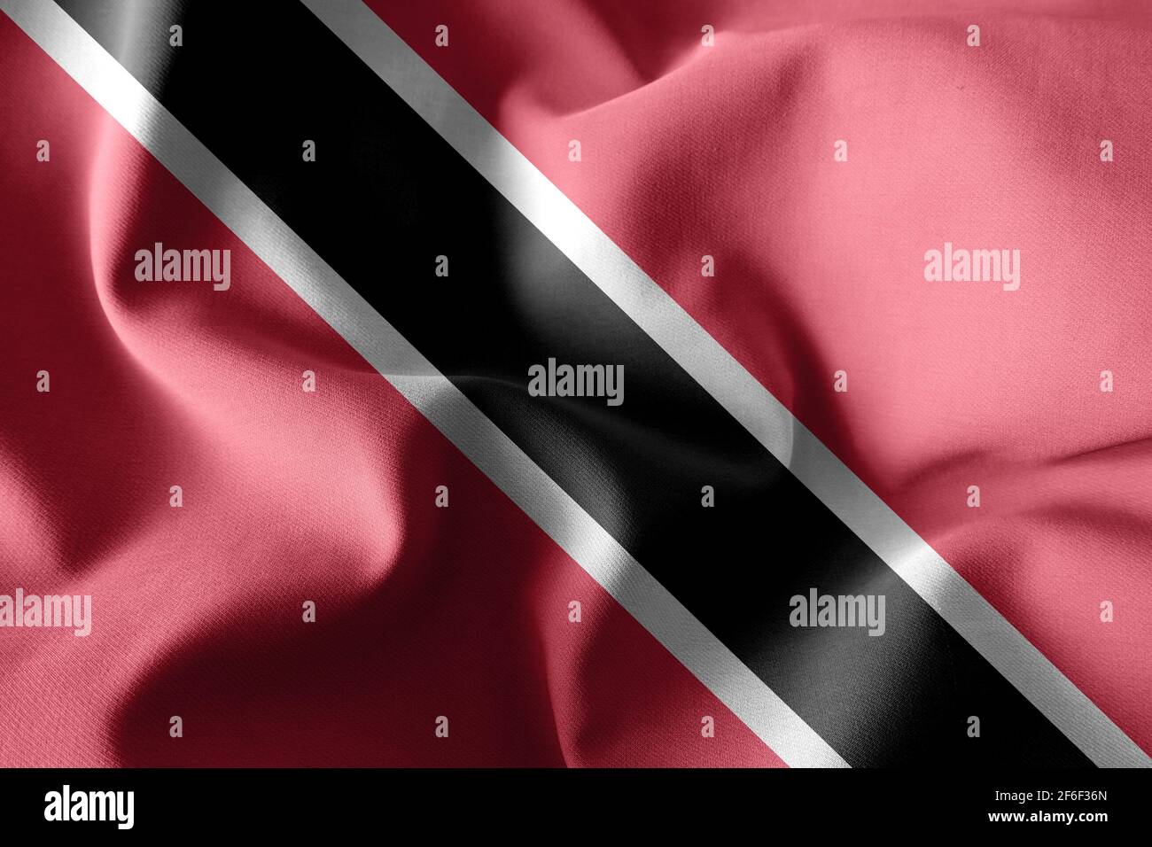 3d rendering realistic waving silk flag of Trinidad and Tobago Stock Photo - Alamy