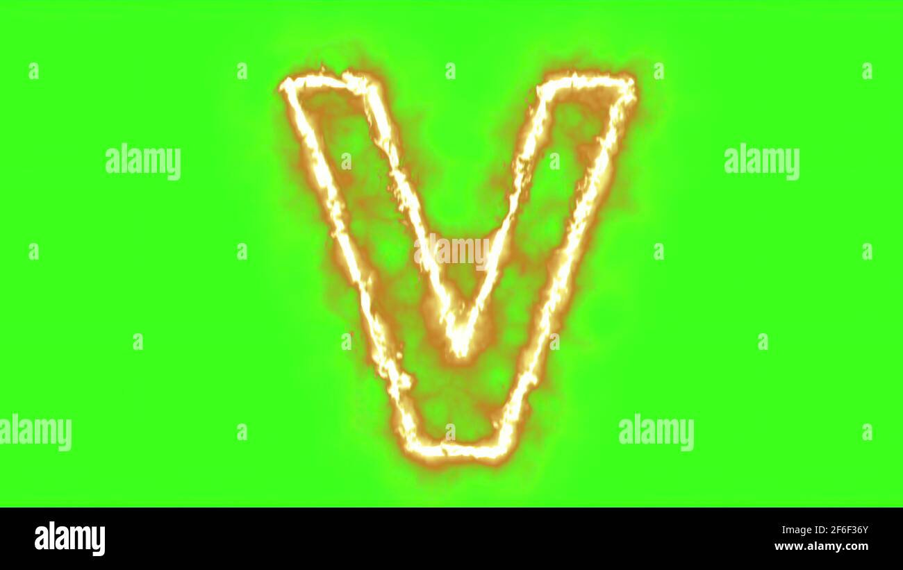 hot burning letter on green screen Stock Photo - Alamy