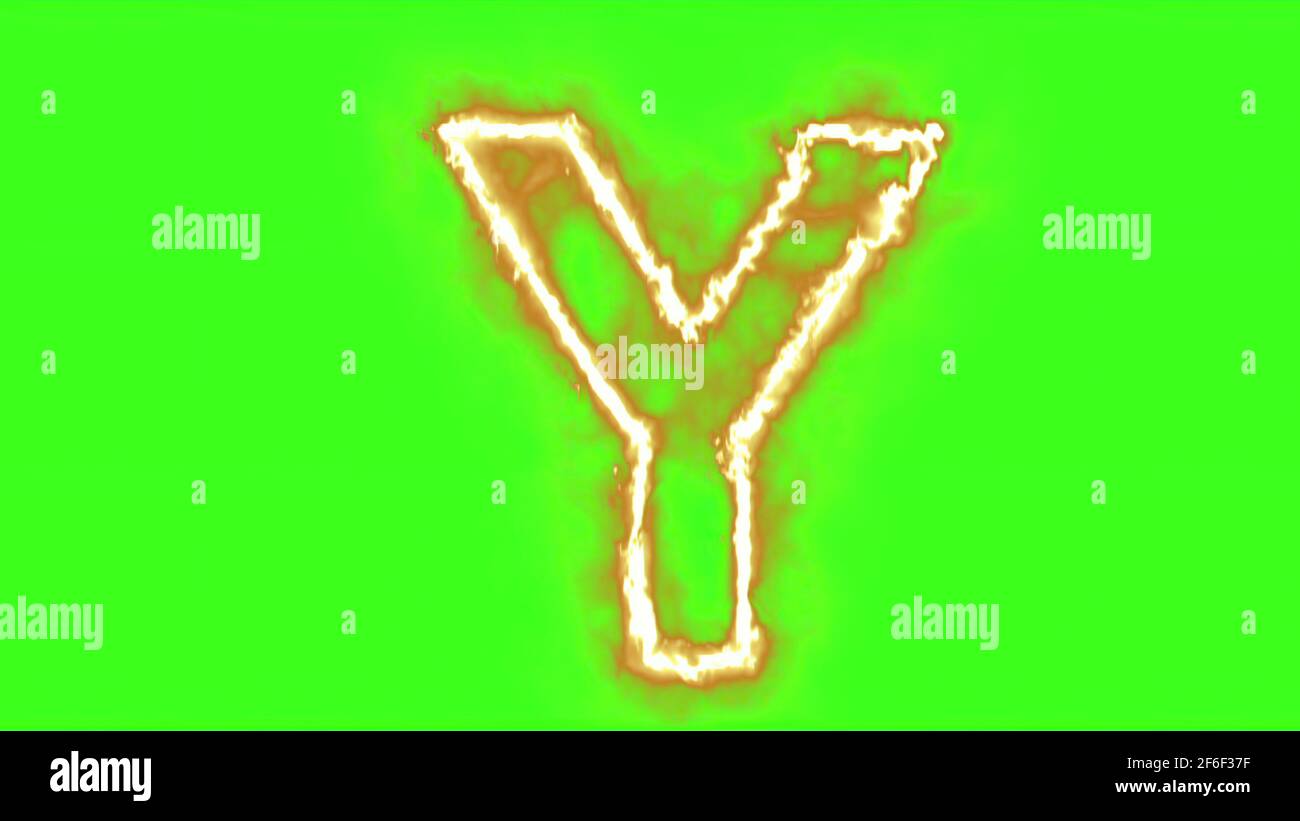 hot burning letter on green screen Stock Photo - Alamy
