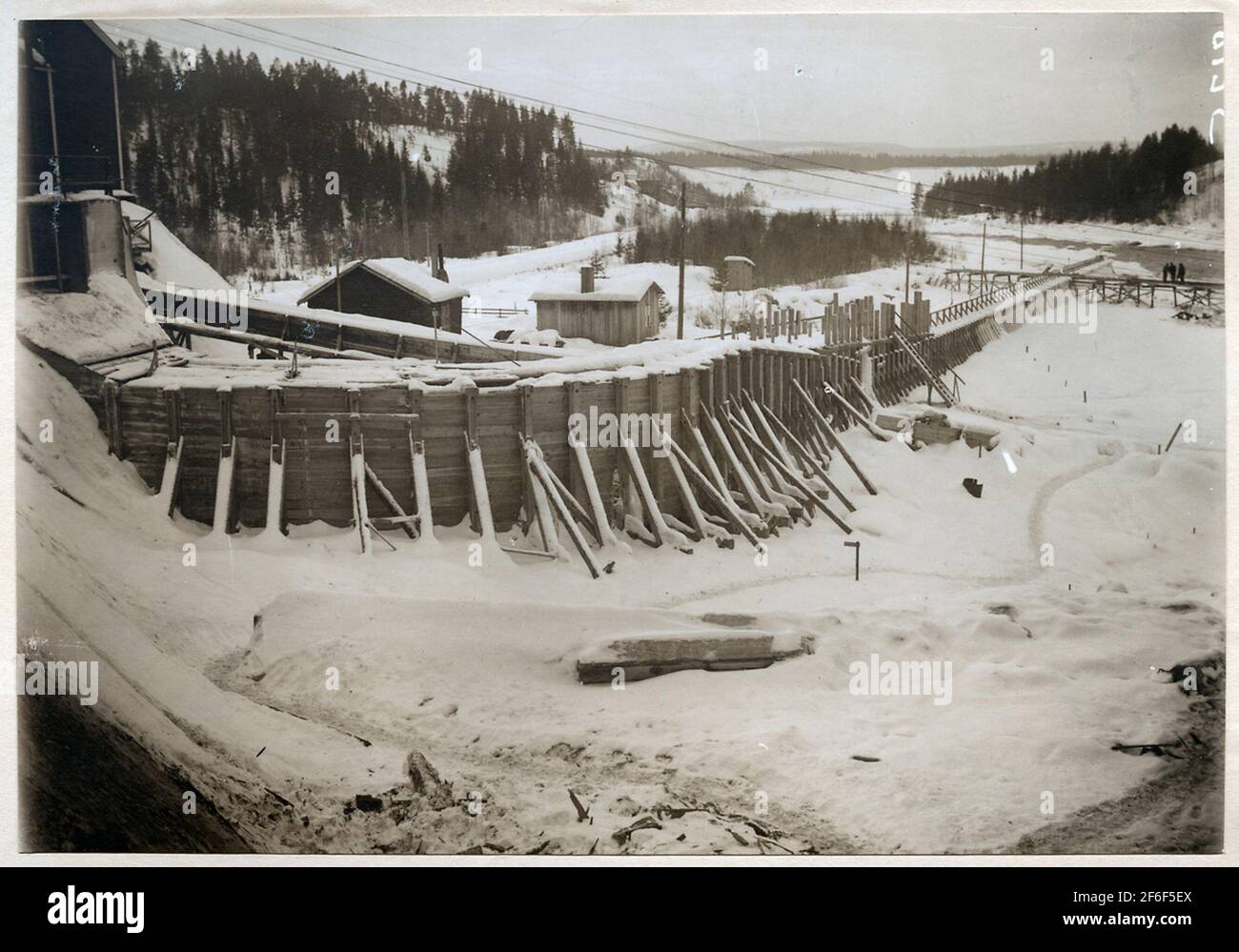 Water rubs for excess water at the railway bridge over the Pite River ...