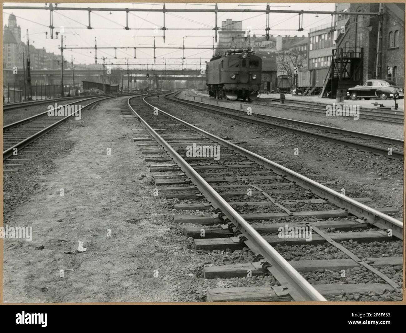 Railroad tracks with rail rails Fair T, here at Stockholm Central ...