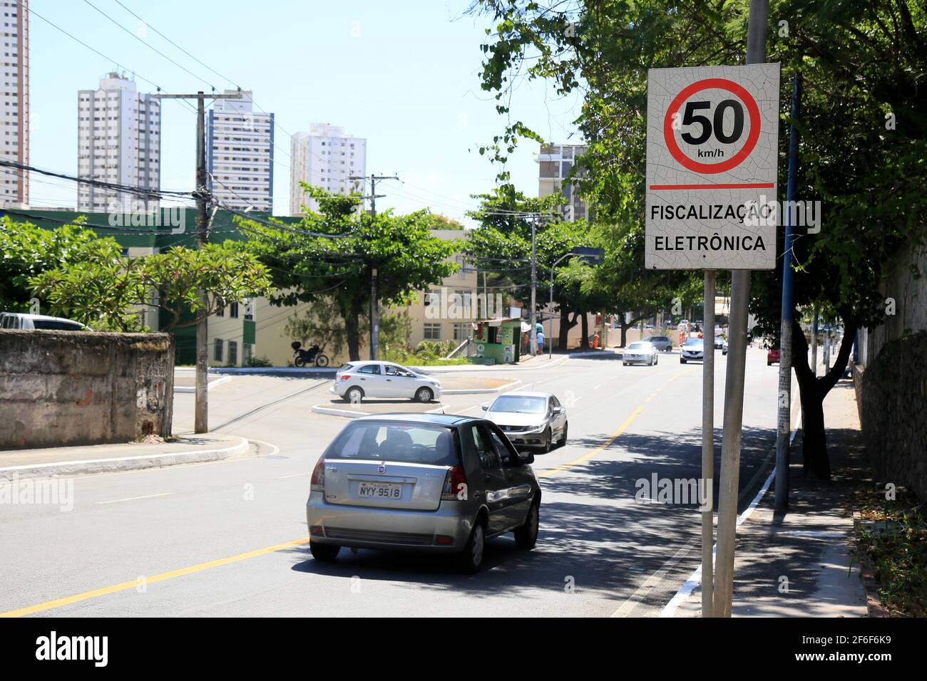 salvador, bahia, brazil - january 6, 2021: traffic sign with speed ...