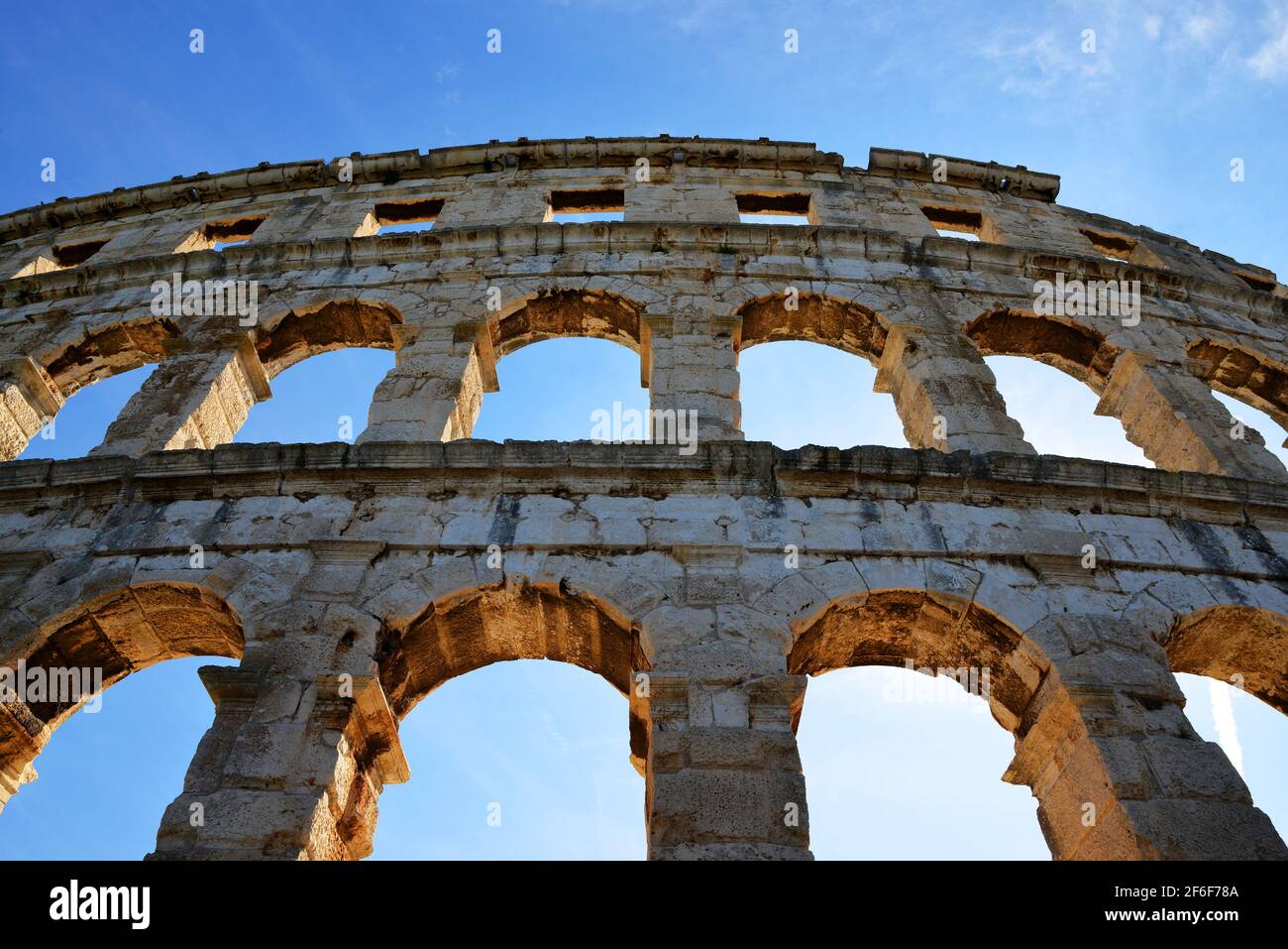 The Roman Amphitheater in Pula, ancient monument in Croatia Stock Photo ...