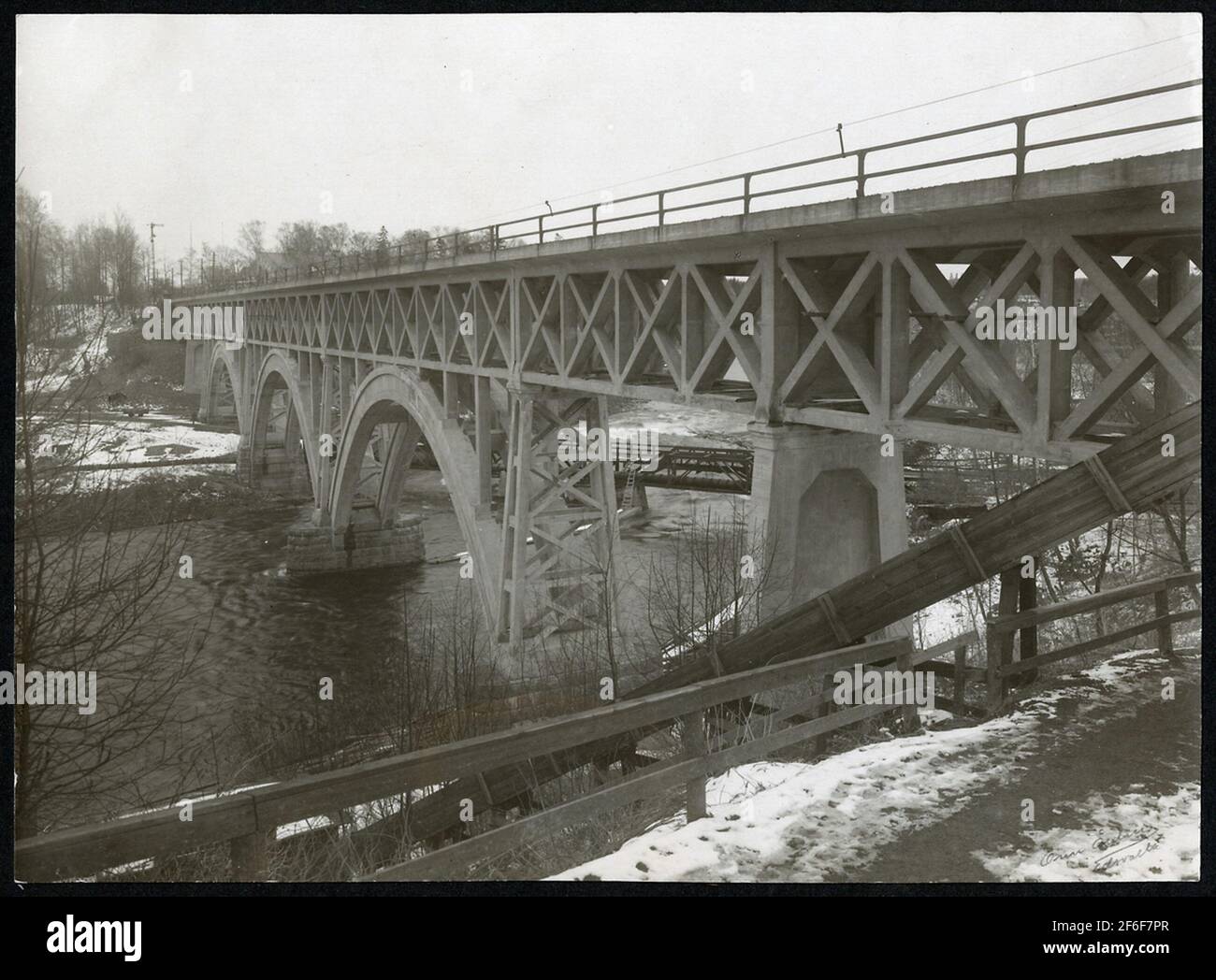 Railroad bridge over the nors elf Stock Photo - Alamy