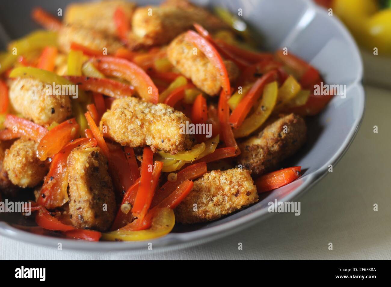 Paneer nuggets. Breaded and air fried cottage cheese served with ...