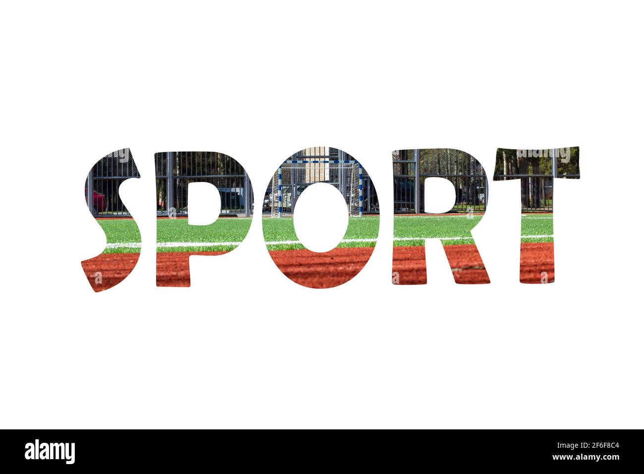 Word sport made from soccer field isolated on white Stock Photo - Alamy