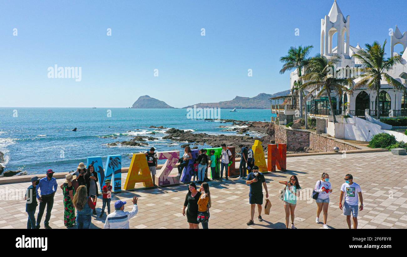 Monomental colored letters in Mazatlan, Sinaloa, Mexico. Tourist ...