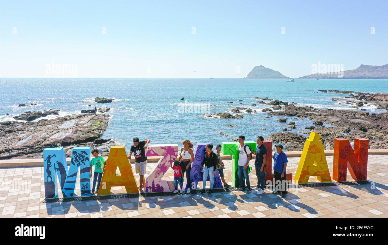 Monomental colored letters in Mazatlan, Sinaloa, Mexico. Tourist ...