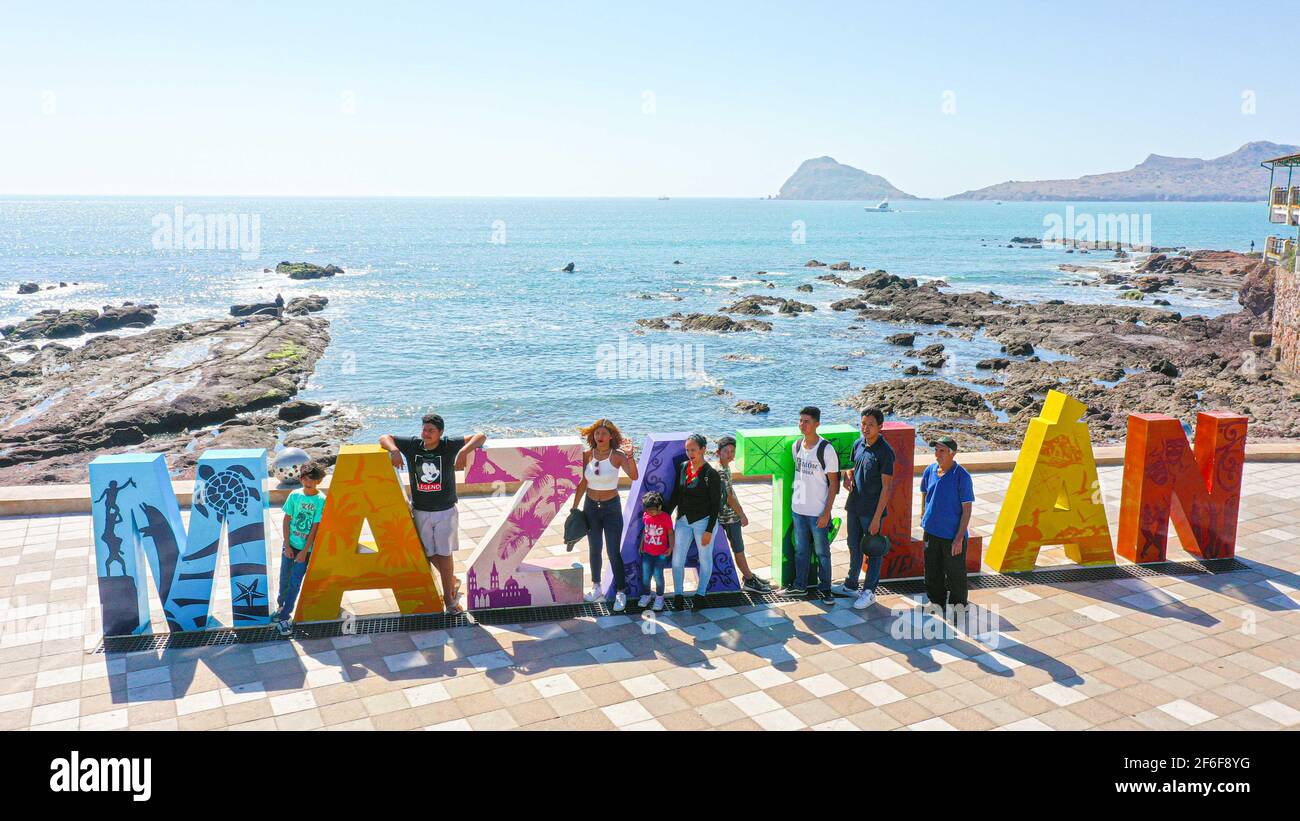 Monomental colored letters in Mazatlan, Sinaloa, Mexico. Tourist ...