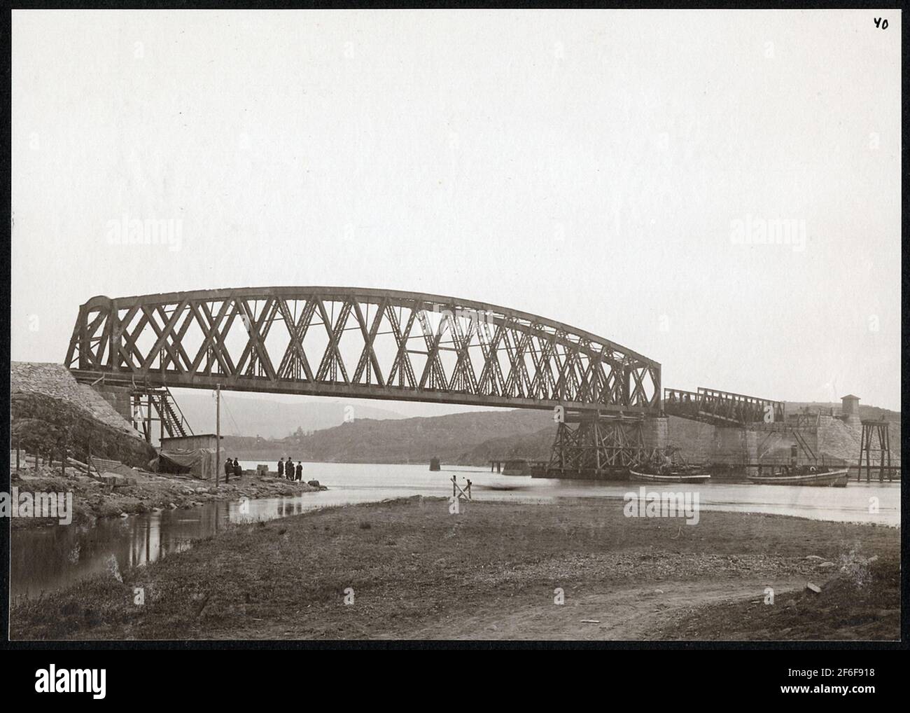 Railway bridge with swing bridge over the river Stock Photo - Alamy