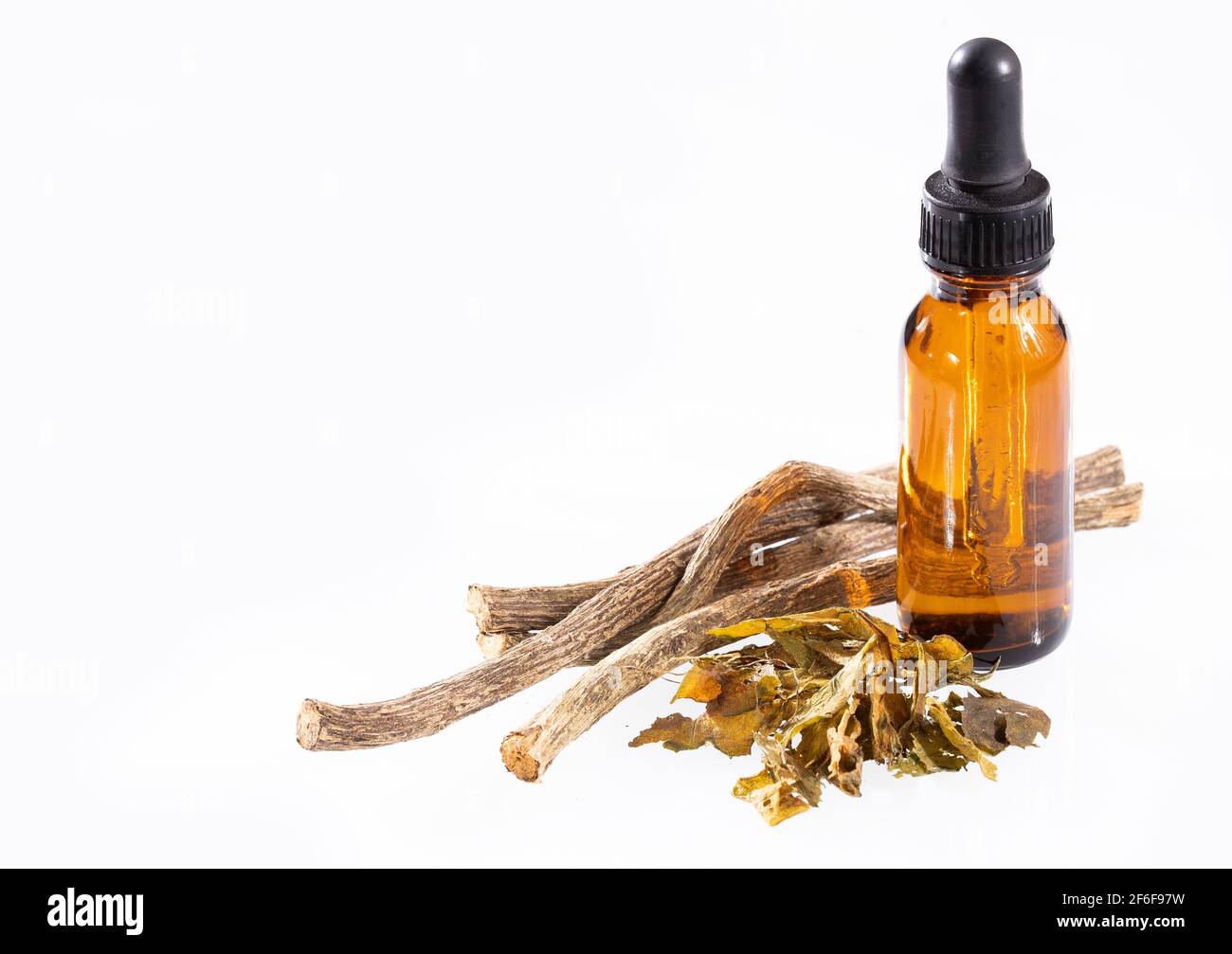 Valerian drops, twigs and leaves - Valeriana officinalis Stock Photo ...