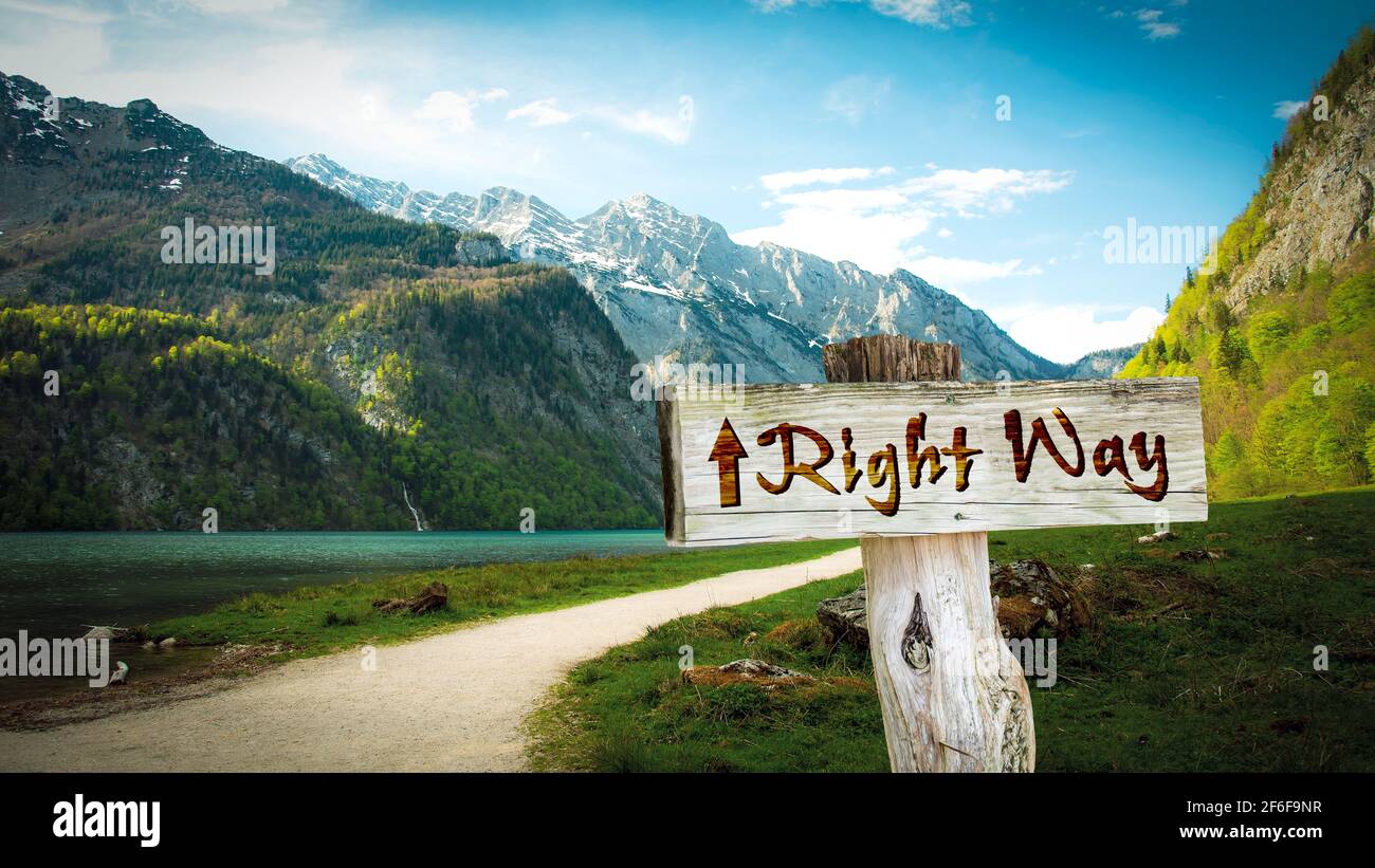 Street Sign the Direction Way to Right Way Stock Photo - Alamy