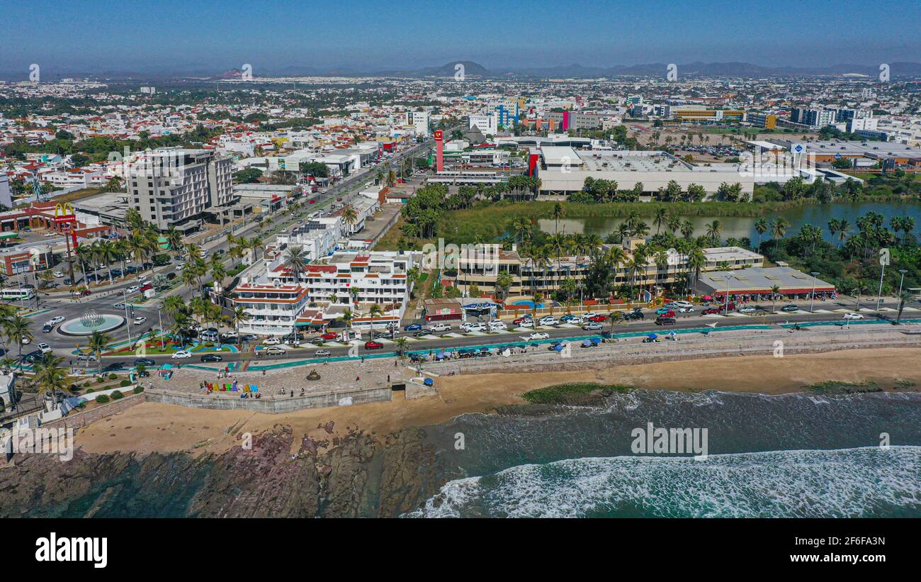 Tourist boardwalk in the bay or beach in Mazatlan, Sinaloa, Mexico ...