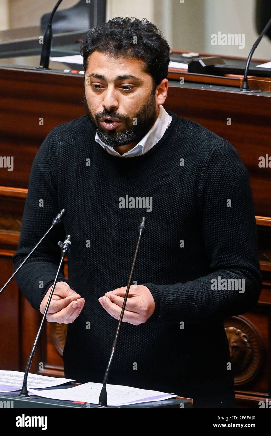 PVDA/PTB's Nabil Boukili pictured during a plenary session of the chamber at the federal ...