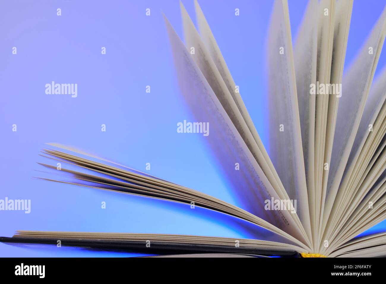 Reading books and literature.Open book on a blue background. book pages ...