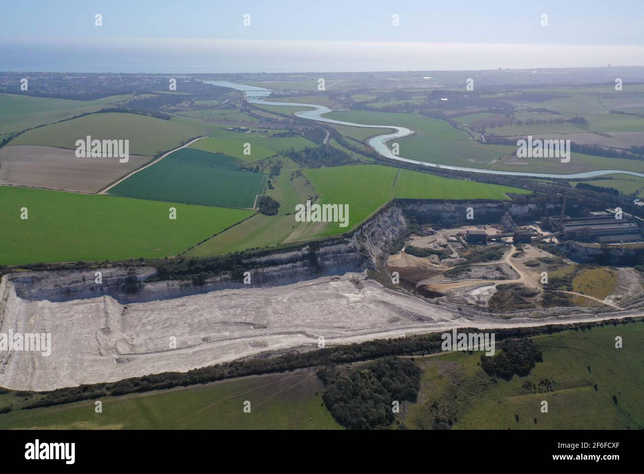 Aerial view of the derelict cement quarry near shoreham on sea Stock ...