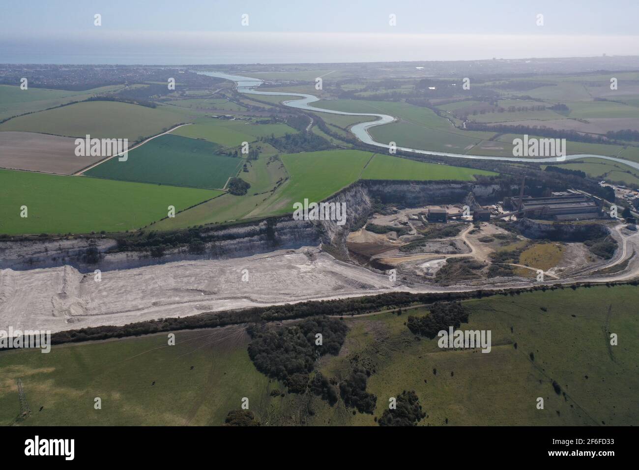Aerial view of the derelict cement quarry near shoreham on sea Stock ...