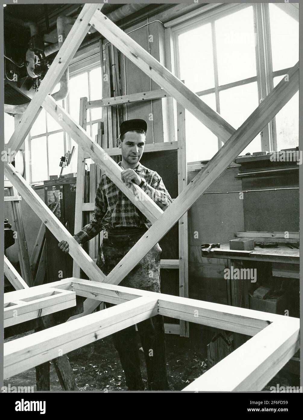 Personal carpenters frames to a garage door Stock Photo - Alamy