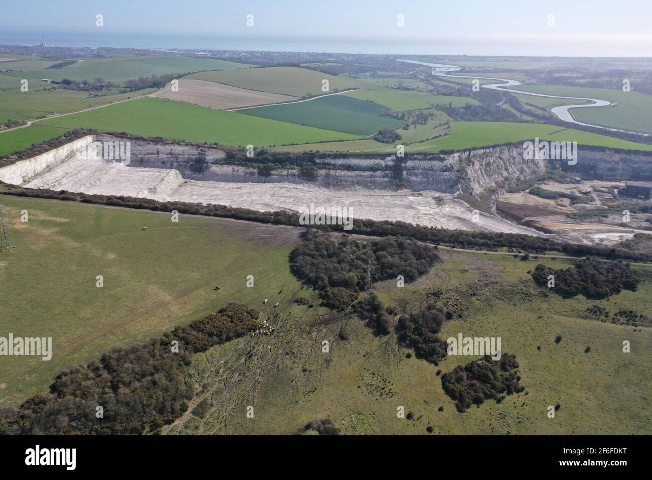 Aerial view of the derelict cement quarry near shoreham on sea Stock ...