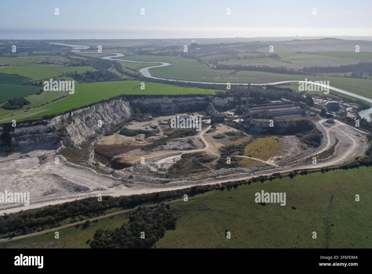 Aerial view of the derelict cement quarry near shoreham on sea Stock ...