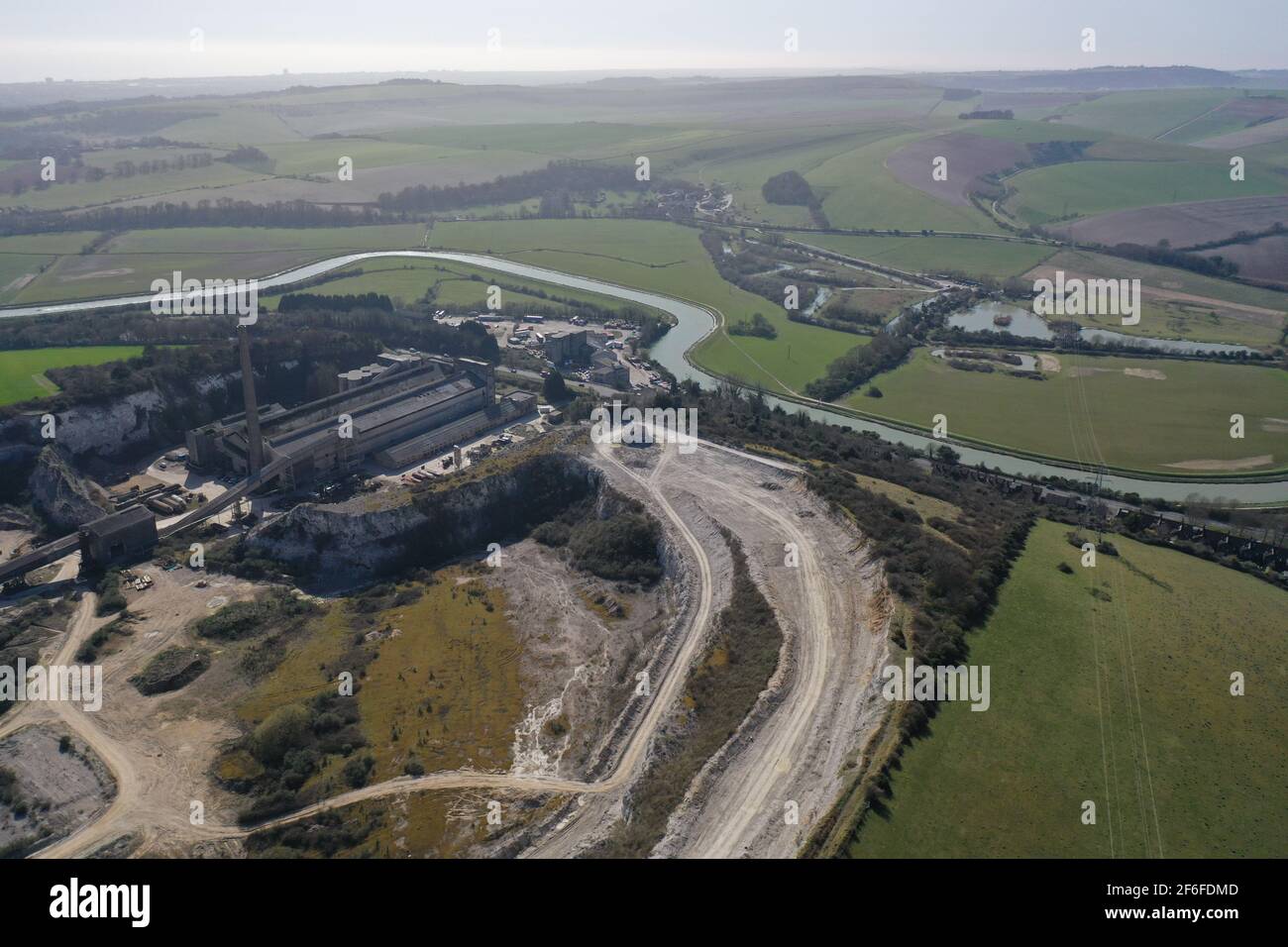 Aerial view of the derelict cement quarry near shoreham on sea Stock ...