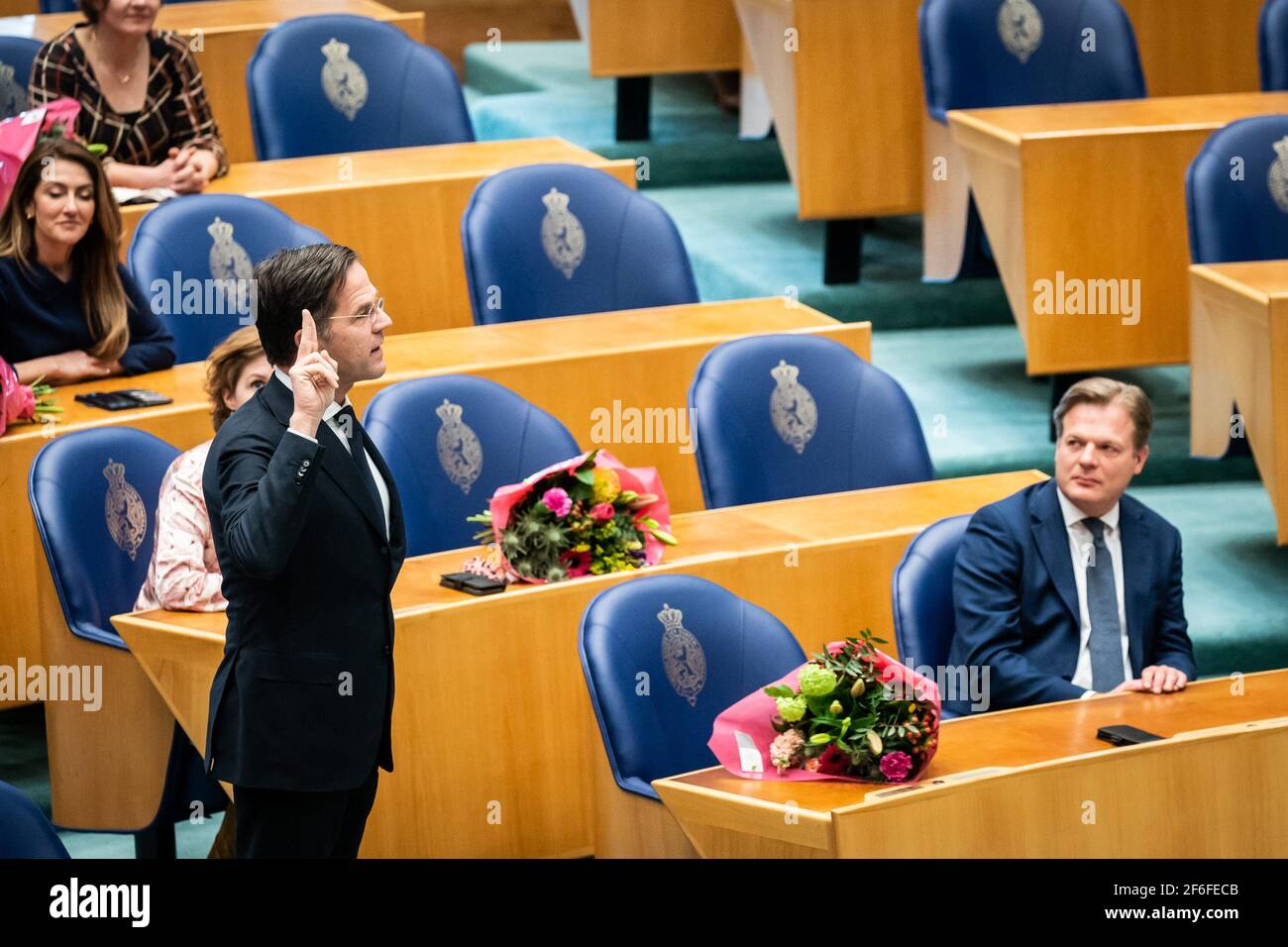 DEN HAAG, 31-03-2021, New members of parliament are sworn in in the ...