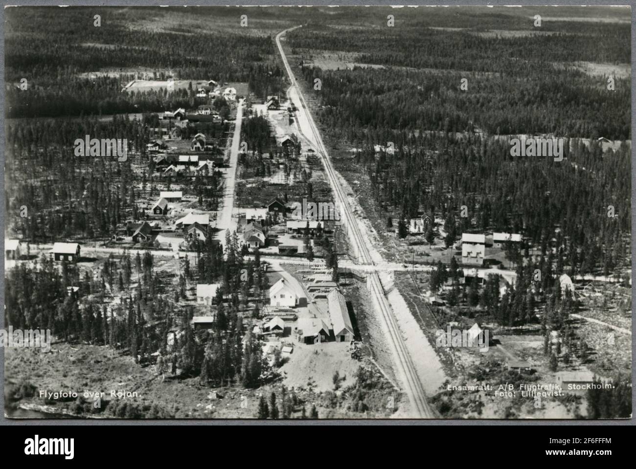 Aerial view of clearance with station house in picture Stock Photo - Alamy
