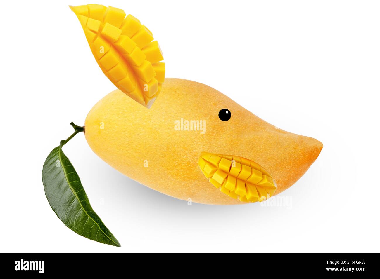 Dog animal collage made of mango. From chopped pieces of mango and ...