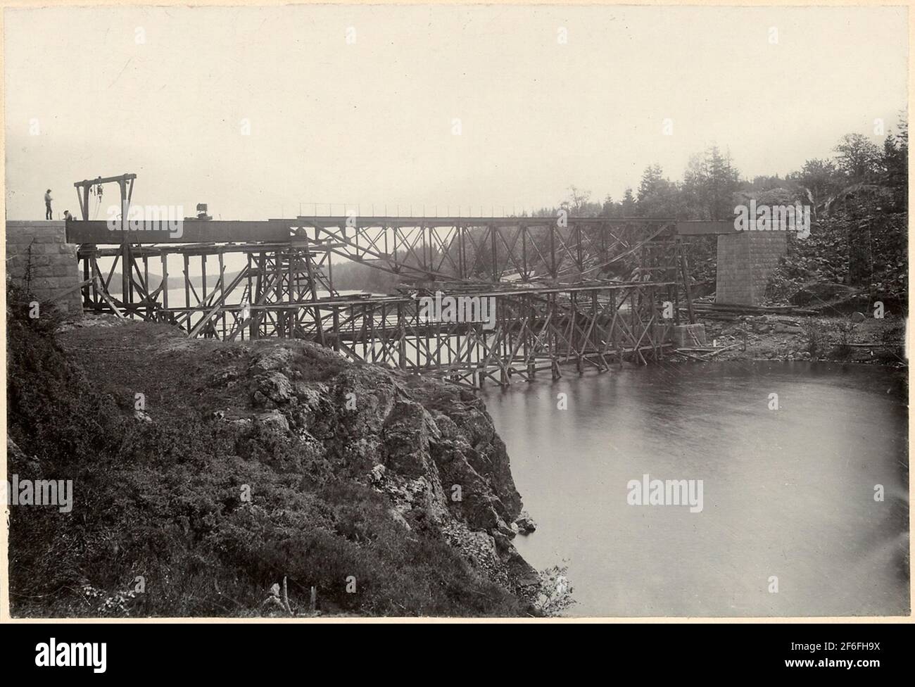 Construction of the bridge over the Elleno Strait Stock Photo - Alamy