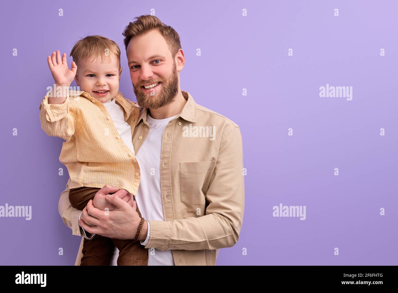 Friendly Family Waving Hand At Camera, Greeting, Saying Hello. Father ...