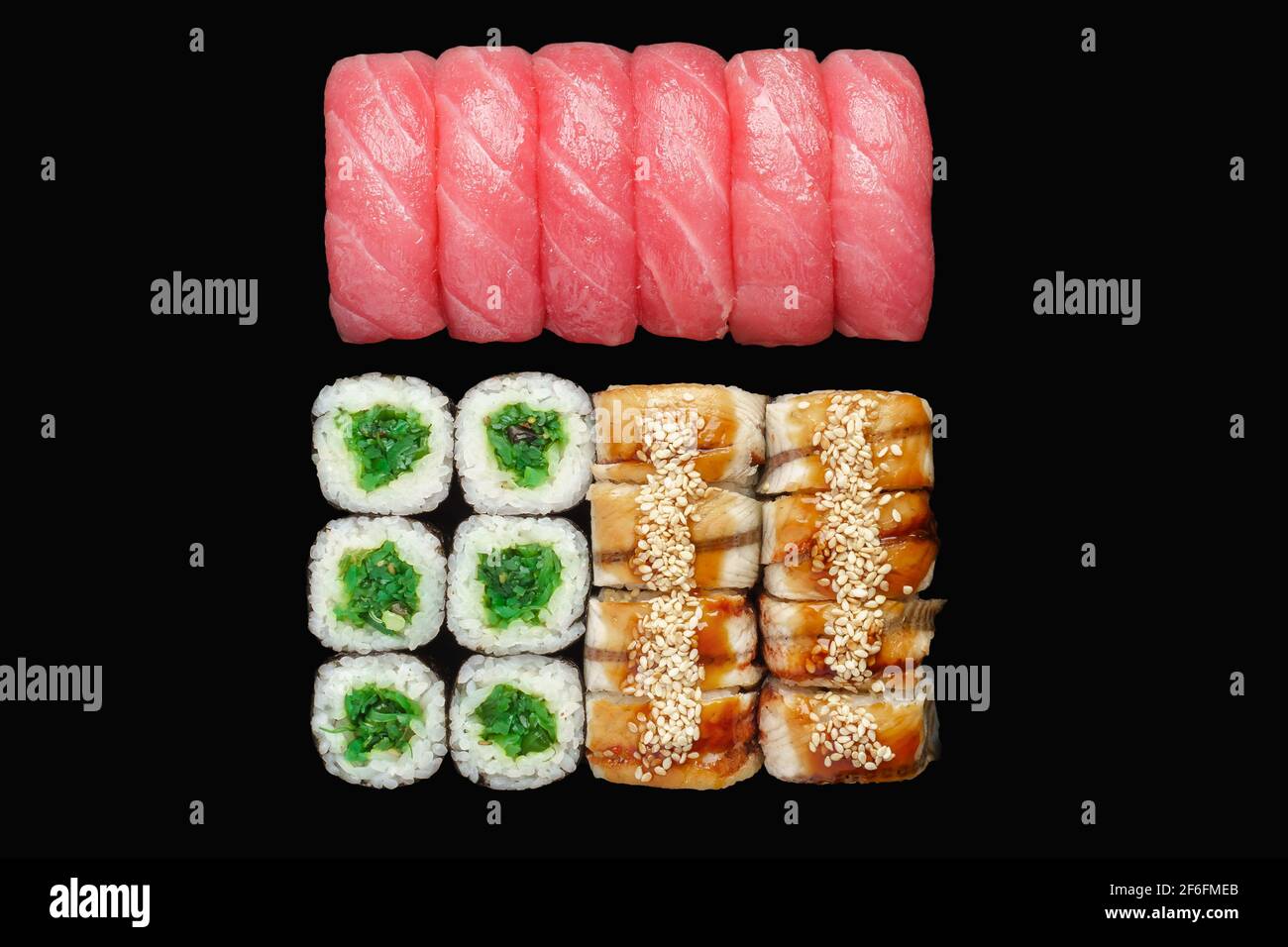 Sushi roll set with salmon, eel, Japanese mayonnaise, unagi sauce ...