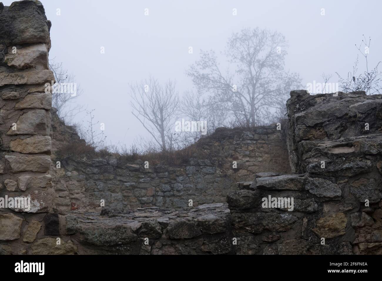 detail of walls of old medieval castle in the city of Ilza in Poland ...
